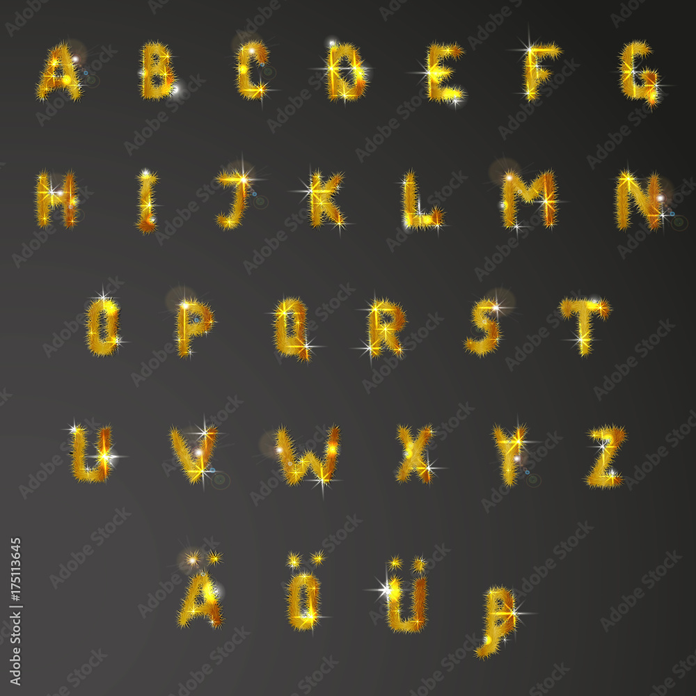 Vector illustration of german Alphabet. Collection of letters decorated ...