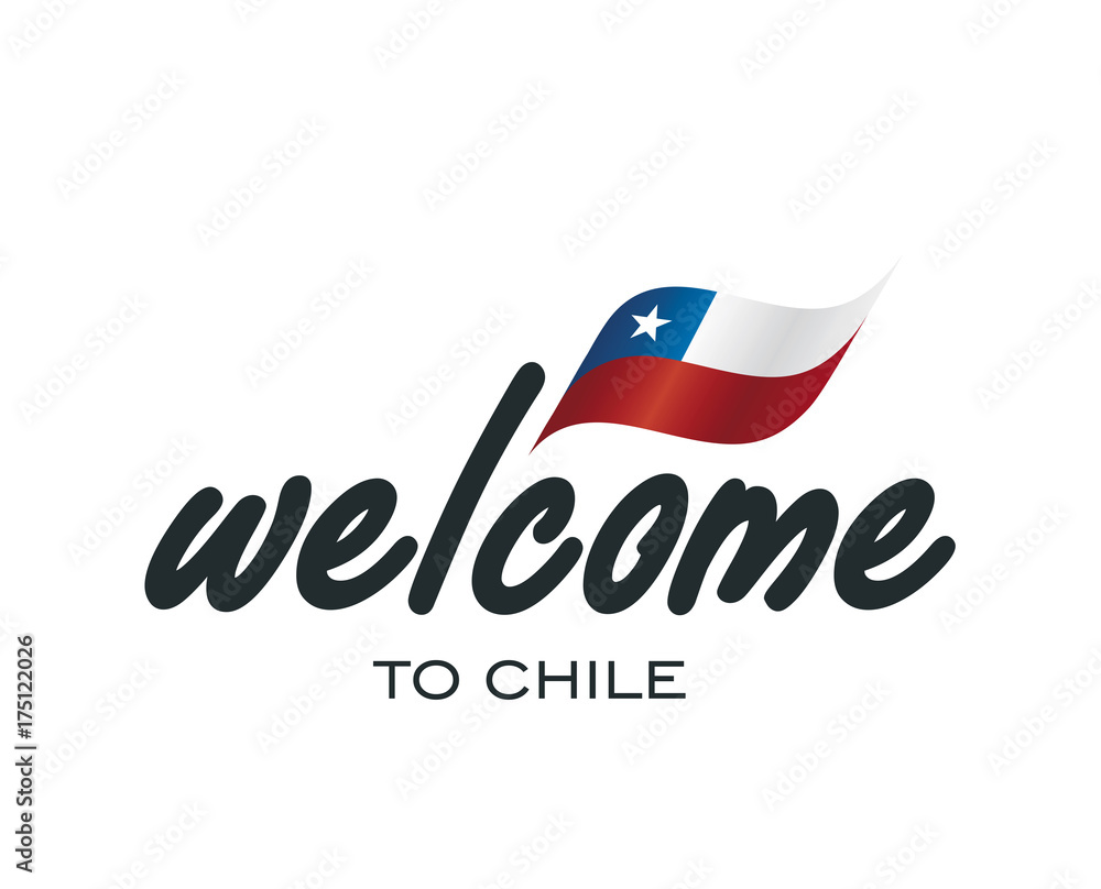 Welcome to Chile flag sign logo icon Stock Vector | Adobe Stock