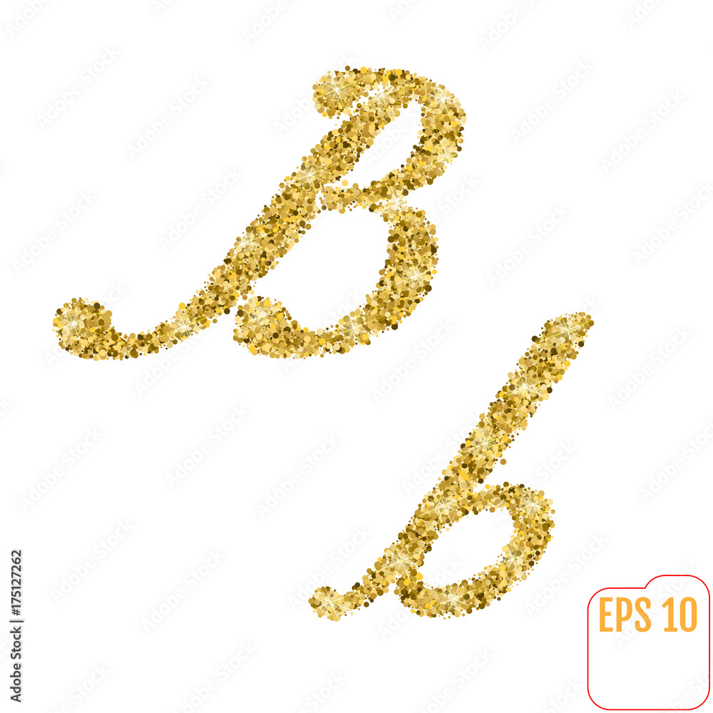 Gold rush. Gold alphabetic letter b. Vector gold alphabet. Font with ...
