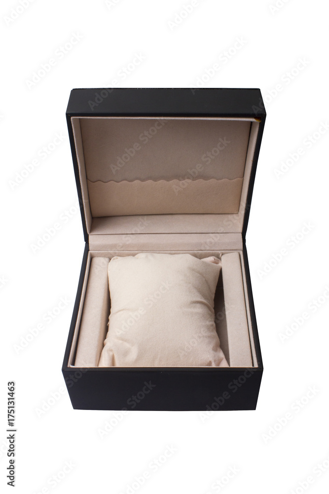 Gift box. Black clock box on a white background. Isolate Stock Photo ...