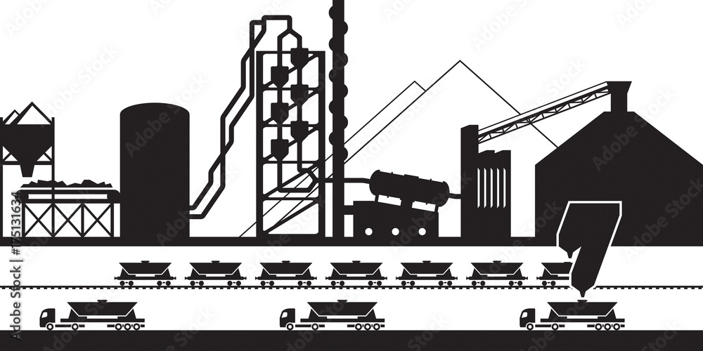Cement production plant - vector illustration Stock 벡터 | Adobe Stock