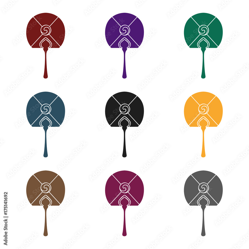 Korean hand fan icon in black style isolated on white background. South ...