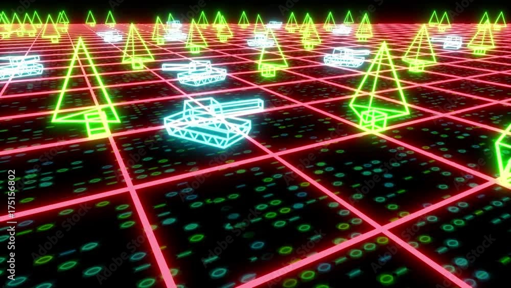 Retro 80s game tanks VHS tape video war battle vector arcade tron ...