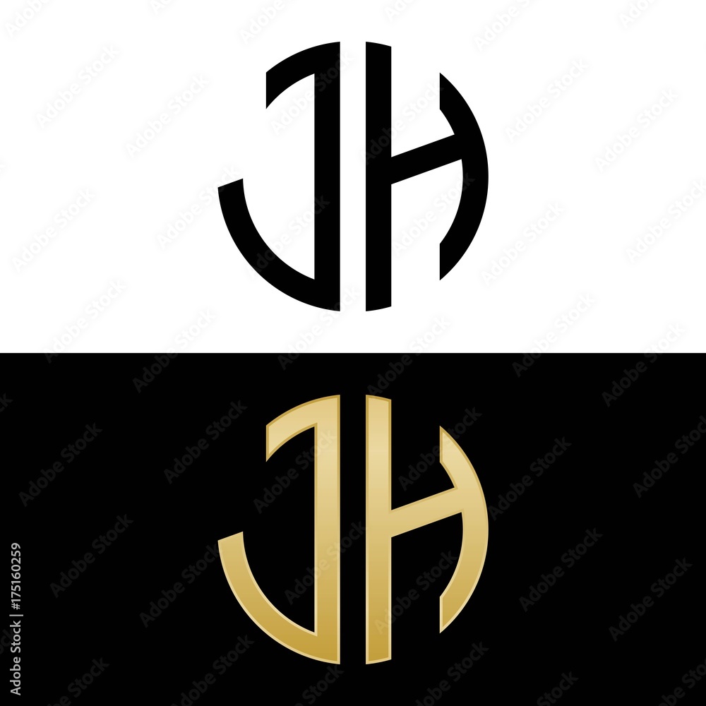 jh initial logo circle shape vector black and gold Stock Vector | Adobe ...