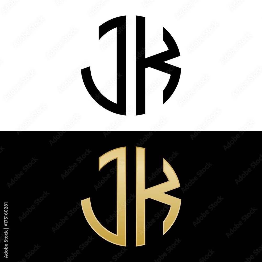 jk initial logo circle shape vector black and gold Stock Vector | Adobe ...