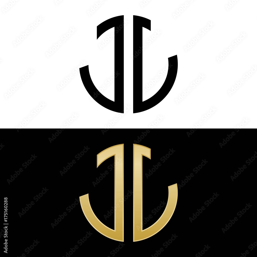 jl initial logo circle shape vector black and gold Stock Vector | Adobe ...