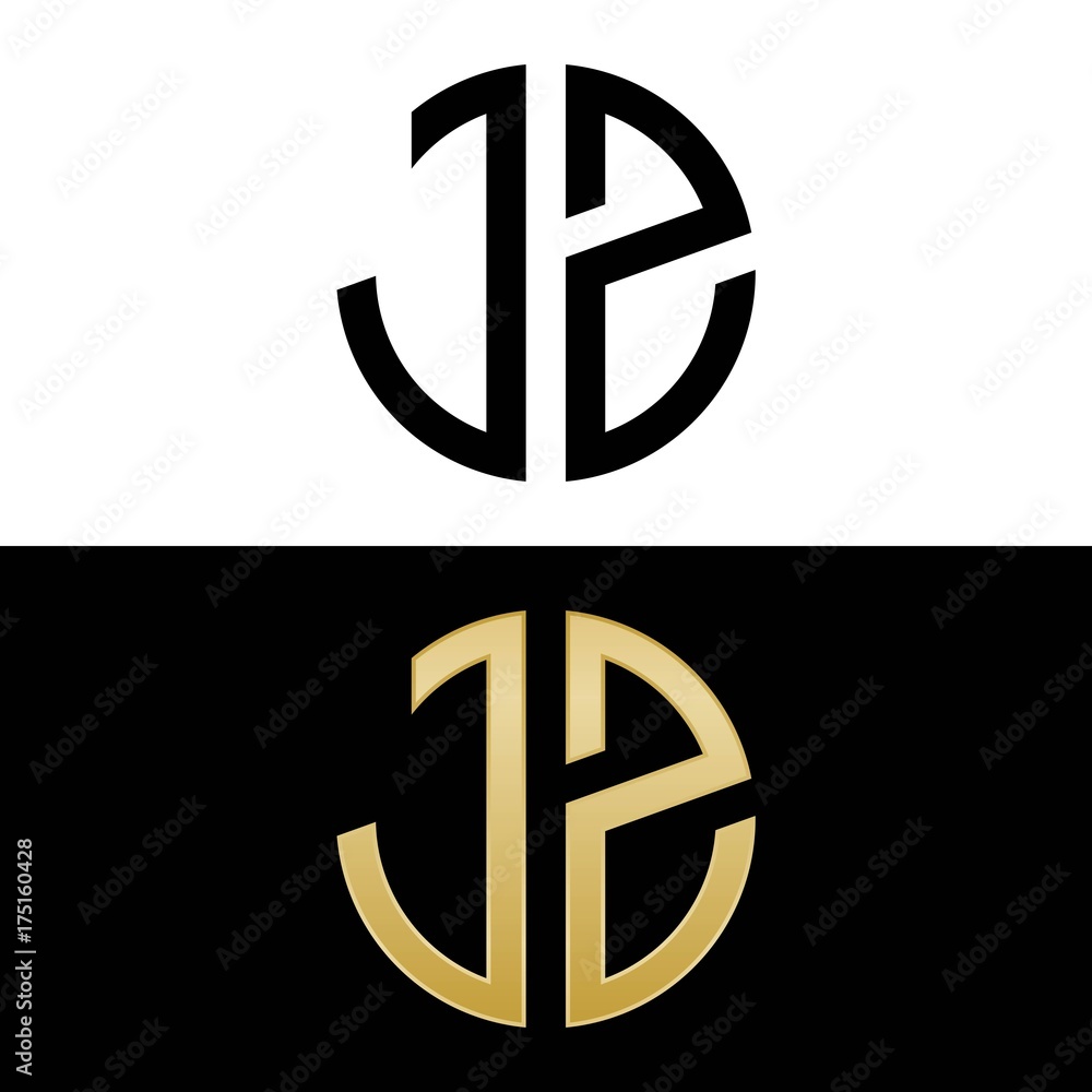 jz initial logo circle shape vector black and gold Stock Vector | Adobe ...