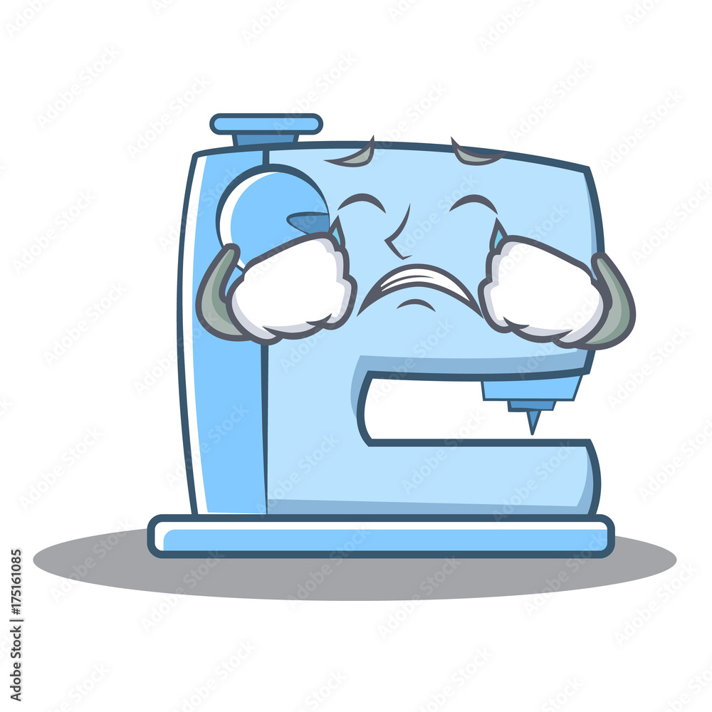 Crying sewing machine emoticon character Stock Vector | Adobe Stock