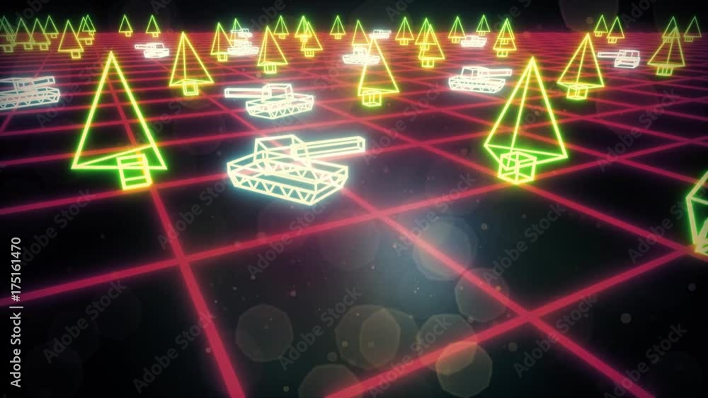 Retro 80s game tanks VHS tape video war battle vector arcade tron ...