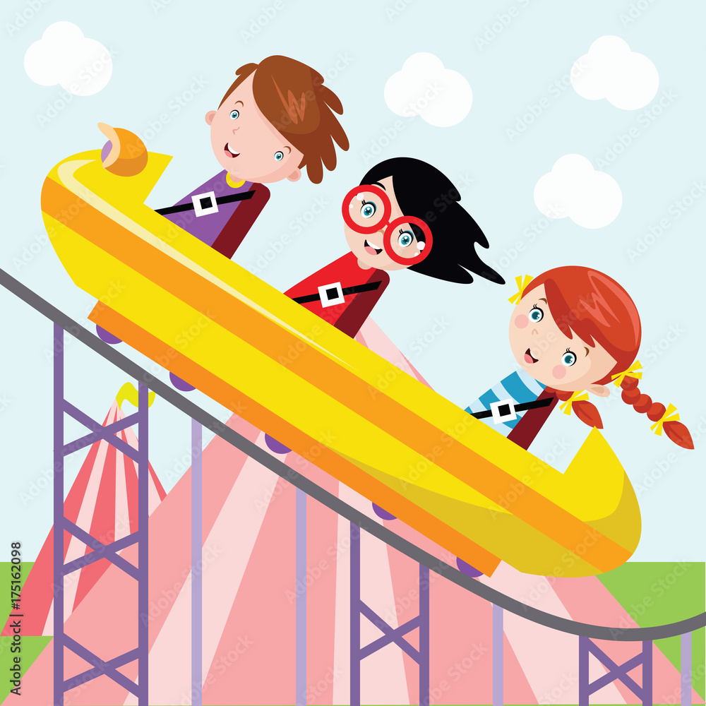 Roller Coaster Cartoon Vector Illustration Stock Vector | Adobe Stock