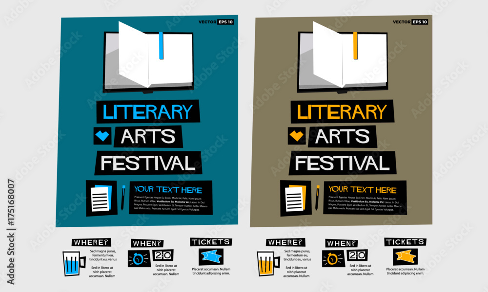 Literary Arts Festival (Flat Style Vector Illustration Quote Poster ...
