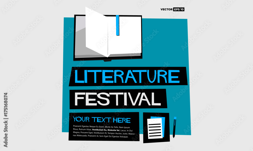 Literature Festival (Flat Style Vector Illustration Quote Poster Design ...