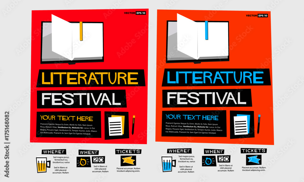 Literature Festival (Flat Style Vector Illustration Quote Poster Design ...