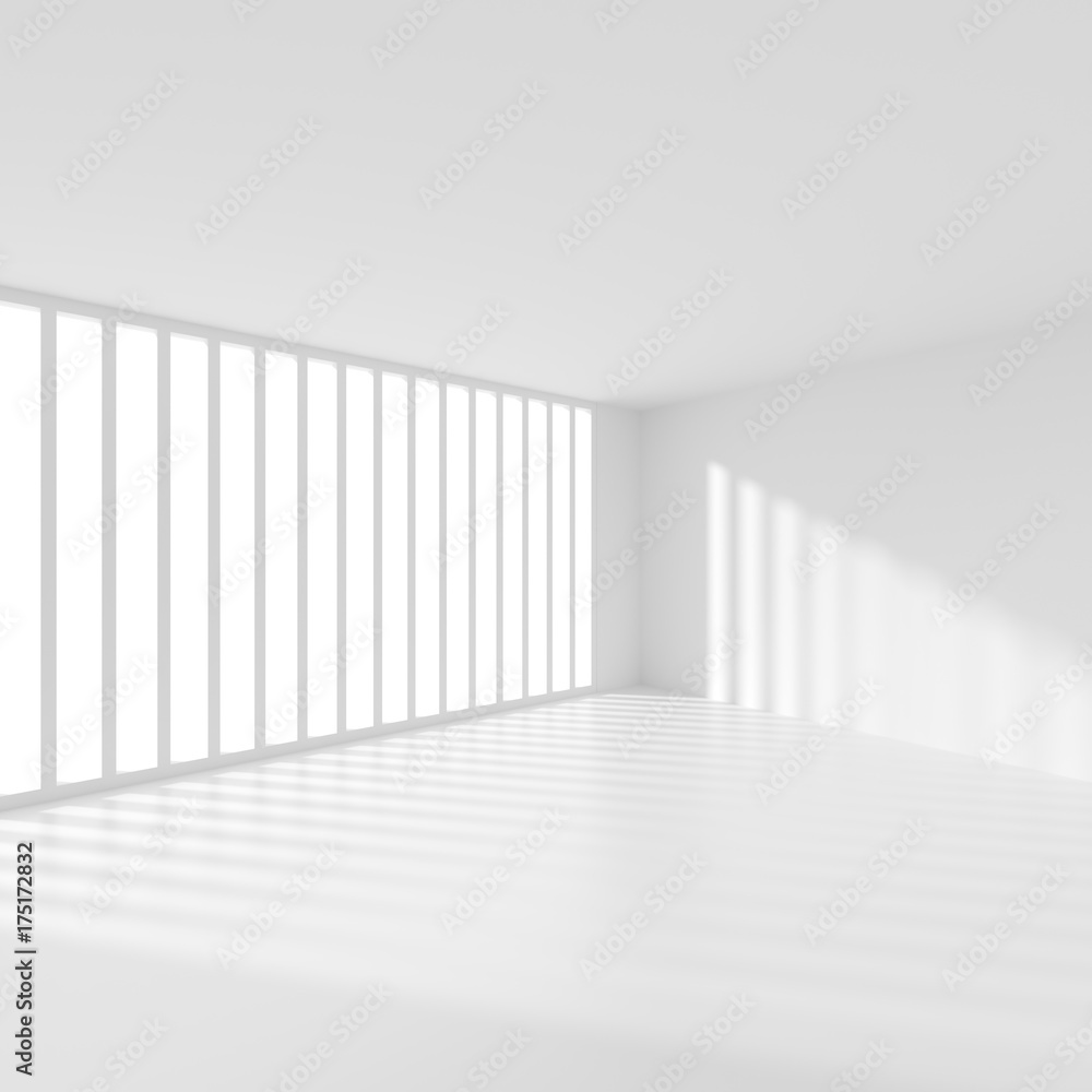 Modern Hall Interior Background. White Empty Room with Window. 3d ...