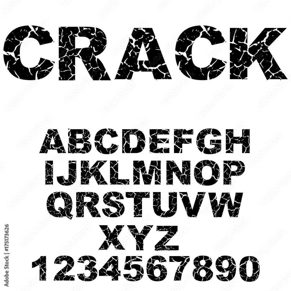 cracked font Stock Vector | Adobe Stock