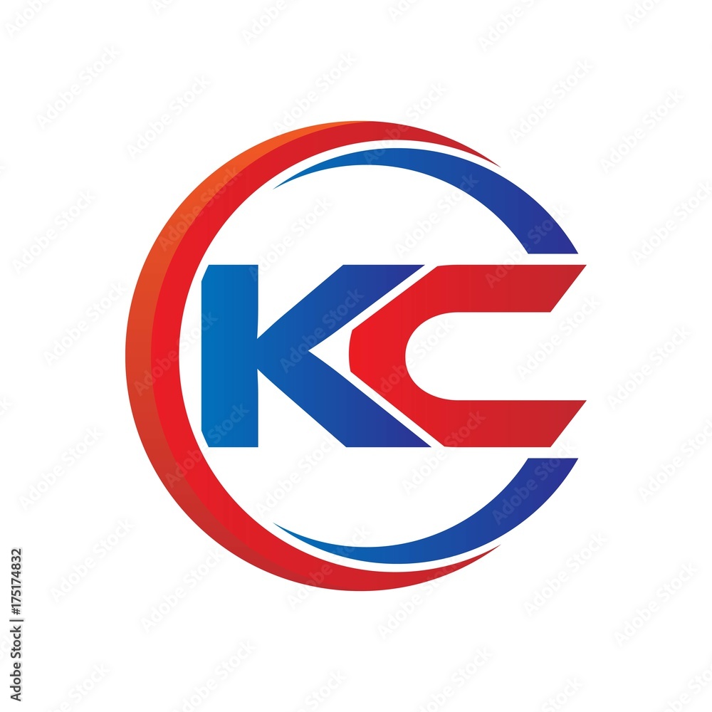 kc logo vector modern initial swoosh circle blue and red Stock ...