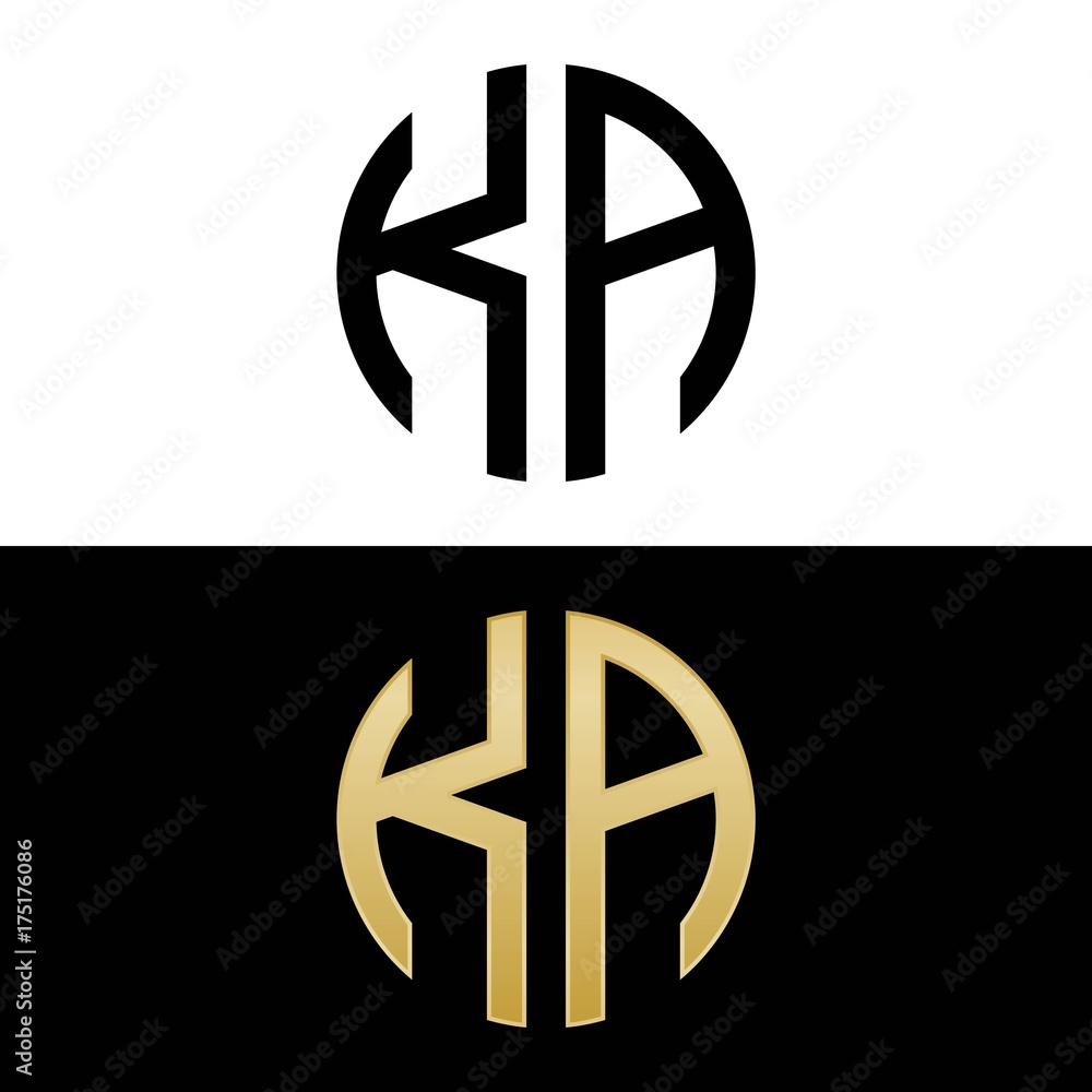 ka initial logo circle shape vector black and gold Stock Vector | Adobe ...