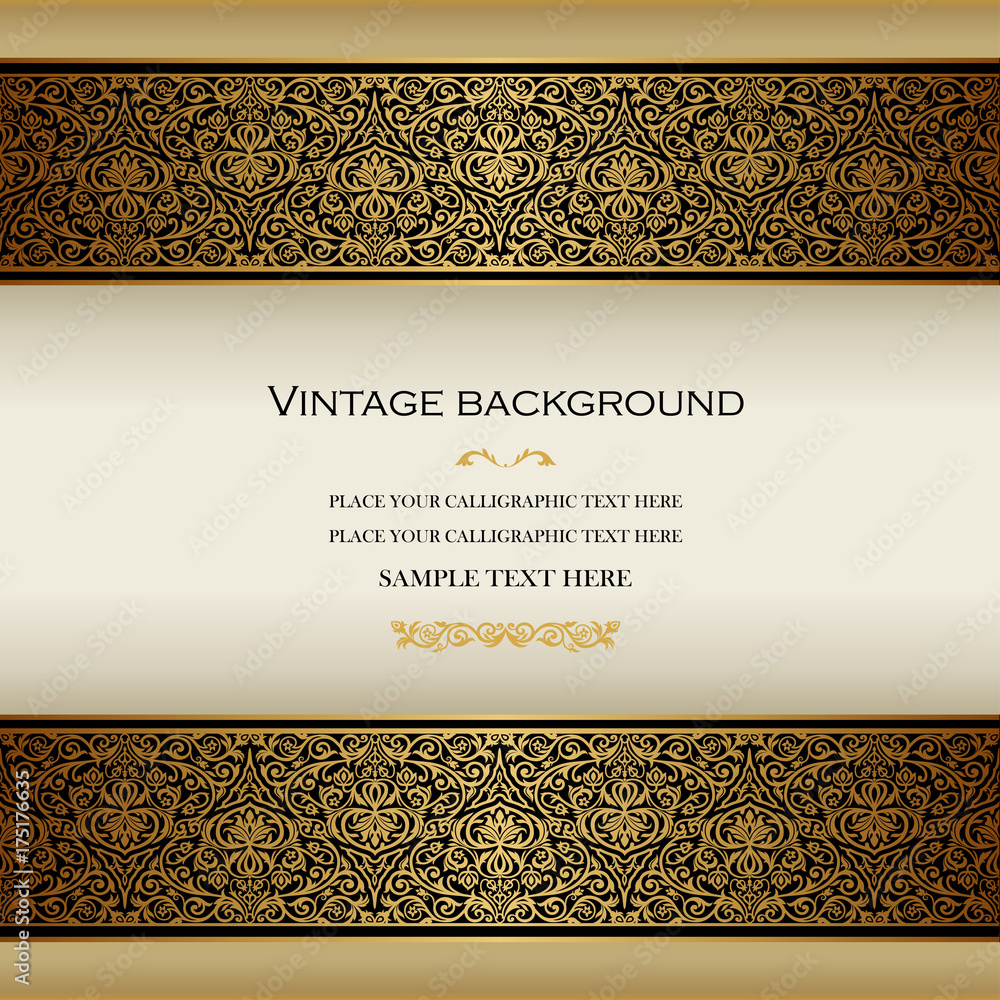 Vector Vintage Card Design, Layout of Cover with Ornamental Lace Border ...