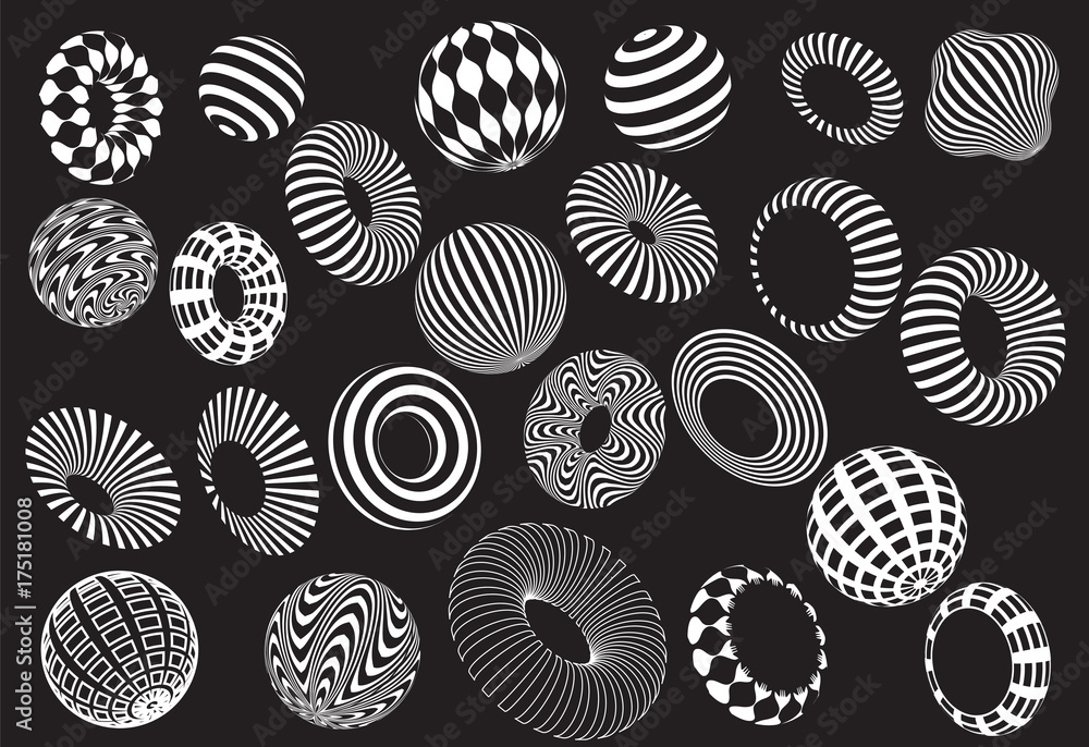 black and white 3d shapes vector set Stock Vector | Adobe Stock