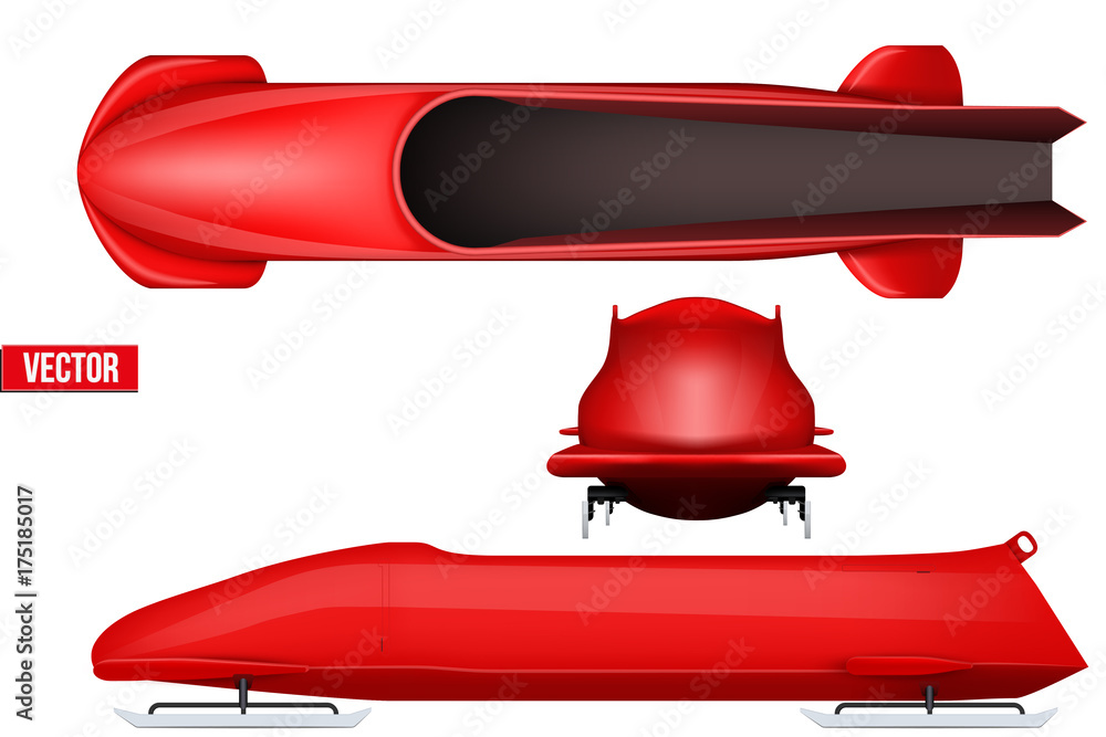 Vecteur Stock Set of Classic bobsleigh for four athletes. Top and front ...
