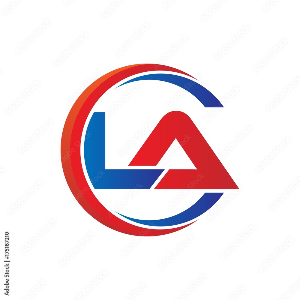 la logo vector modern initial swoosh circle blue and red Stock Vector ...