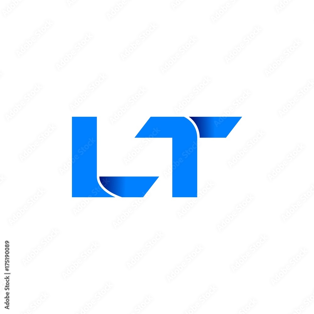 lt logo initial logo vector modern blue fold style Stock Vector | Adobe ...
