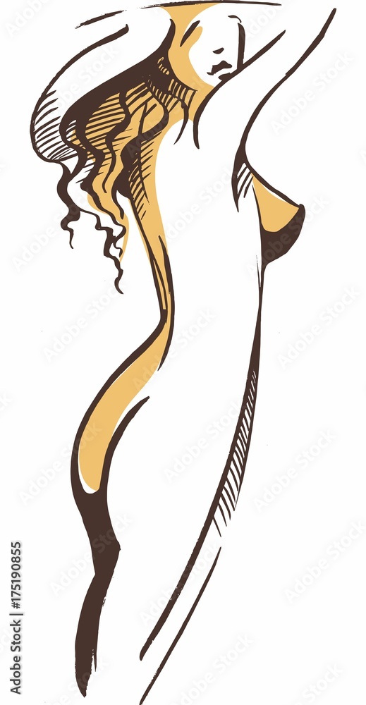 naked woman with graceful body Stock Vector | Adobe Stock