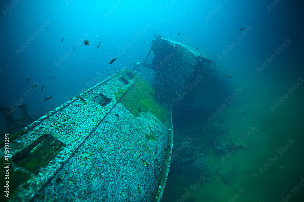 shipwreck, diving on a sunken ship, underwater landscape Stock Photo ...