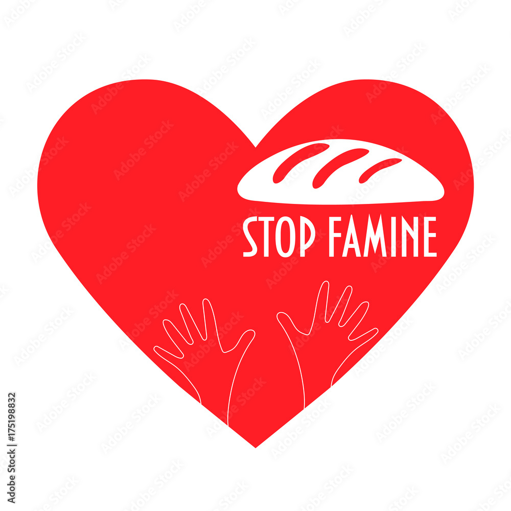 Stop Hunger, Malnutrition or Starvation vector illustration. Great as ...