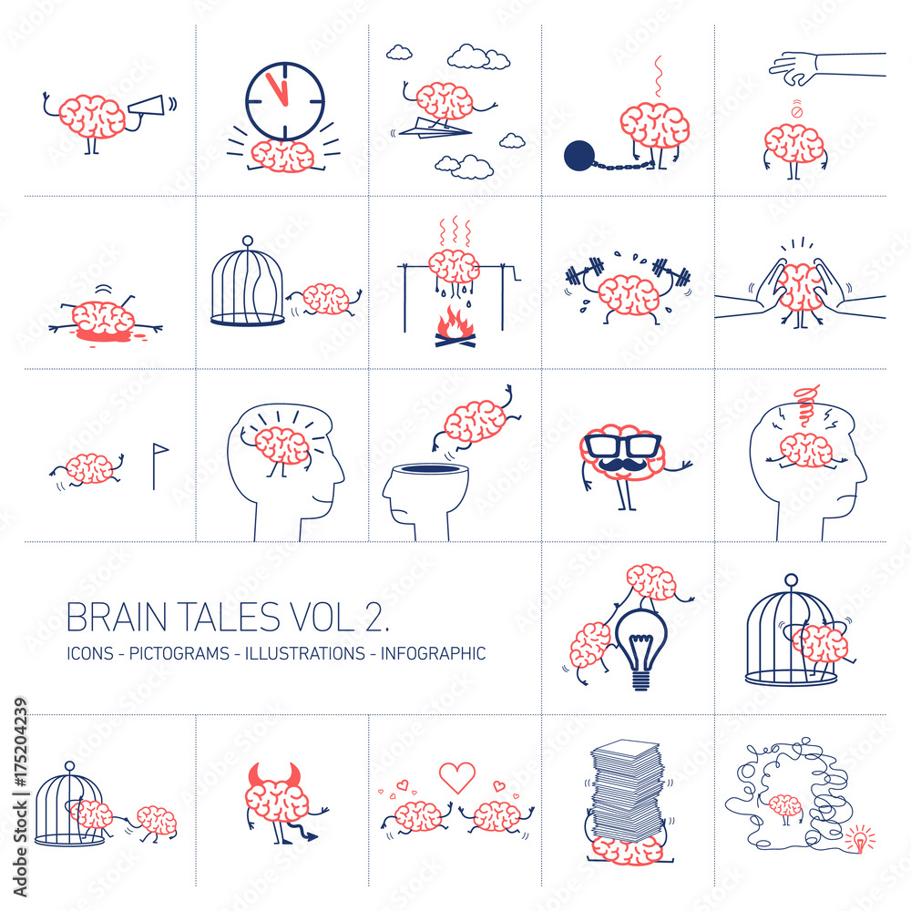 Brain tales volume 2, Vector concept illustrations set of brain in ...