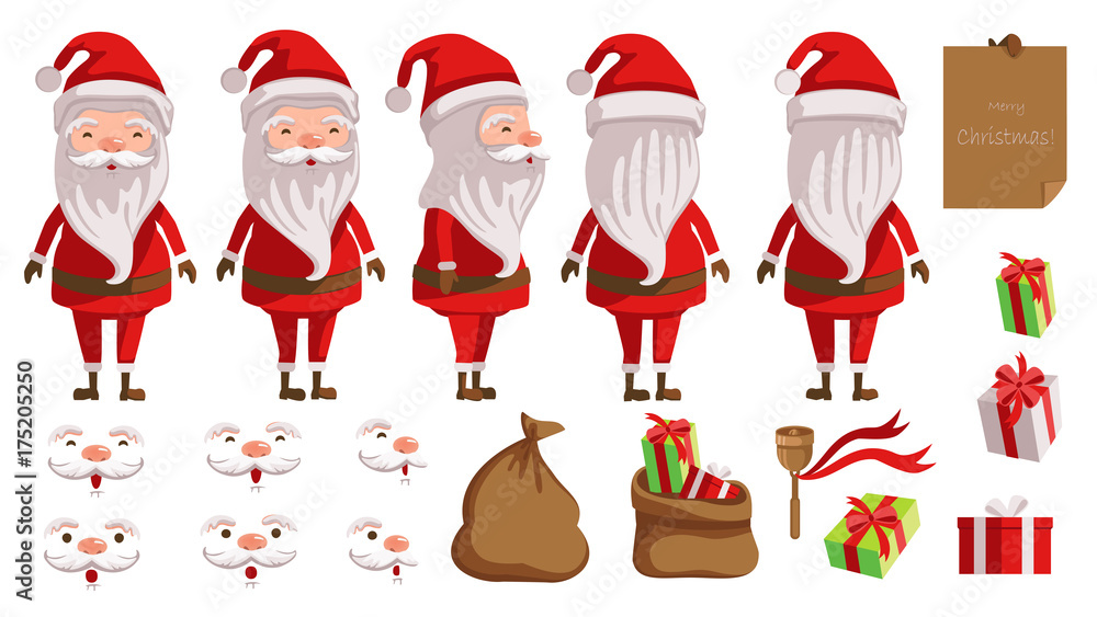 Santa Claus. creation set of Christmas concept. animated character ...