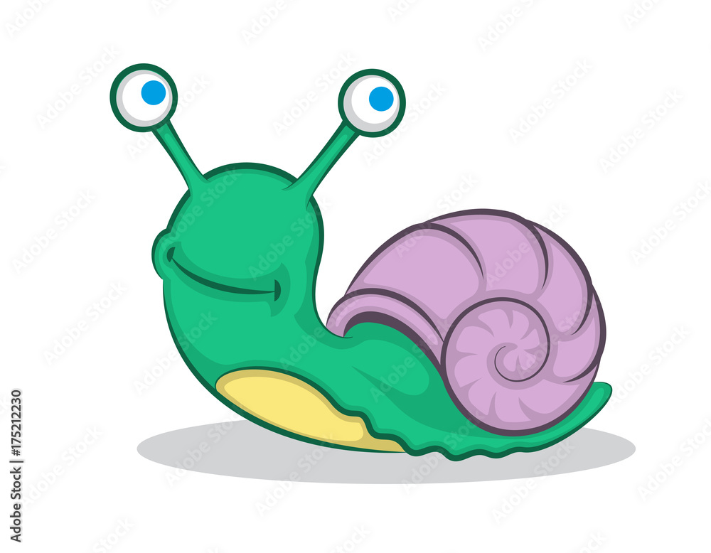Snail Cartoon Color Drawing. Vector Illustration Of A Cute Snail. Stock ...