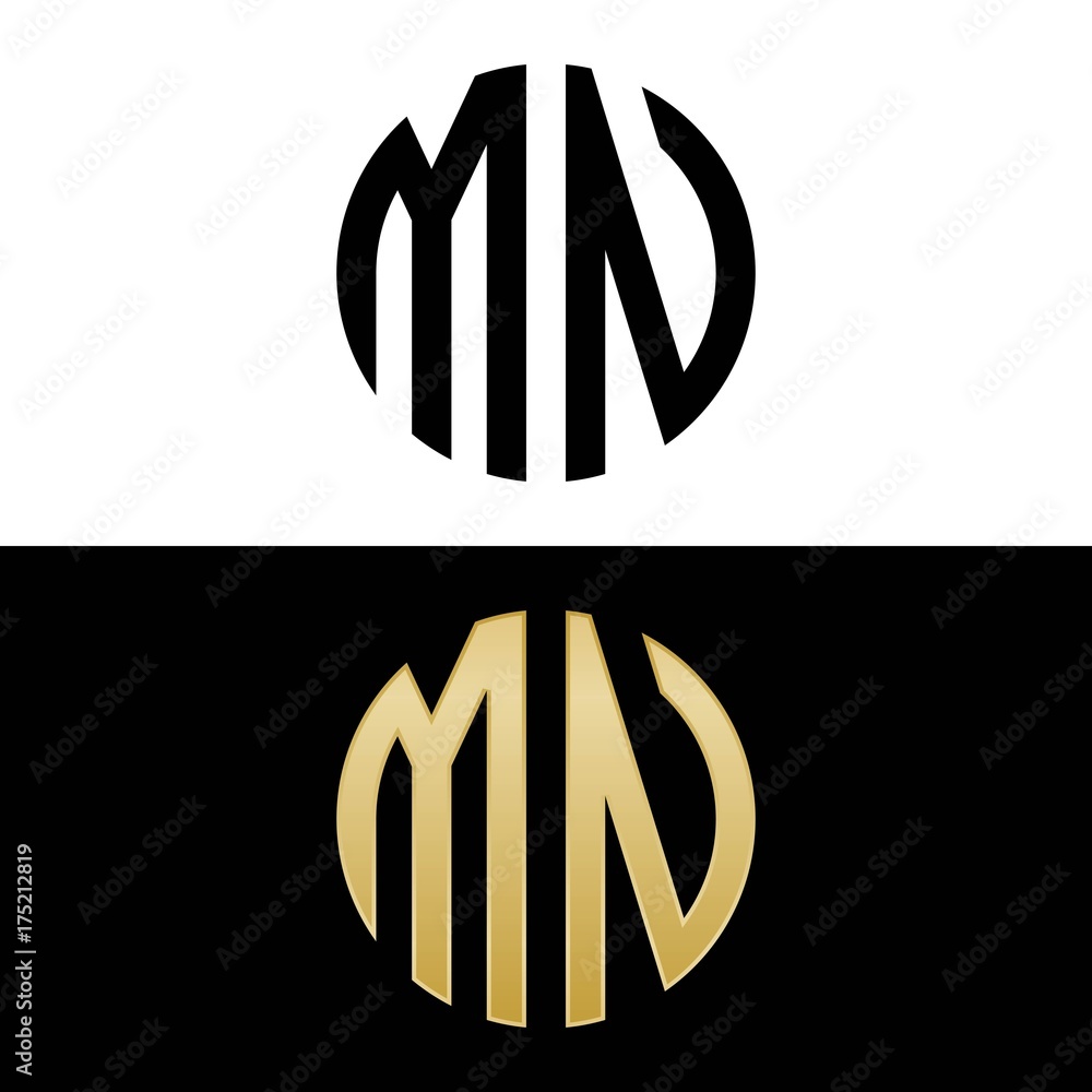 mn initial logo circle shape vector black and gold Stock Vector | Adobe ...