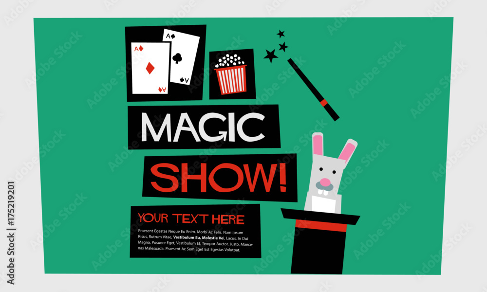 Magic Show (Flat Style Vector Illustration Quote Poster Design) Event ...