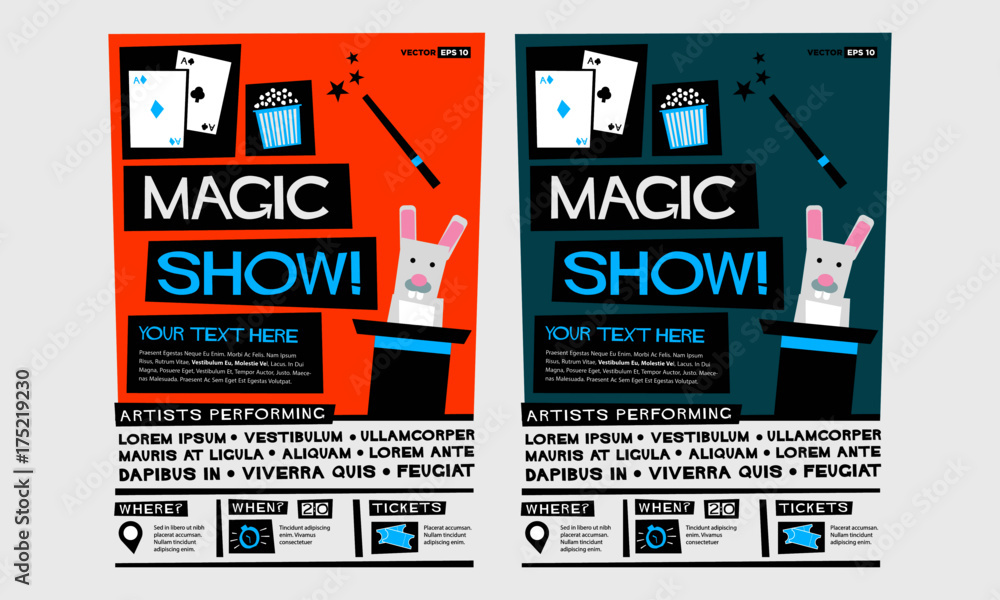 Magic Show (Flat Style Vector Illustration Quote Poster Design) Event ...