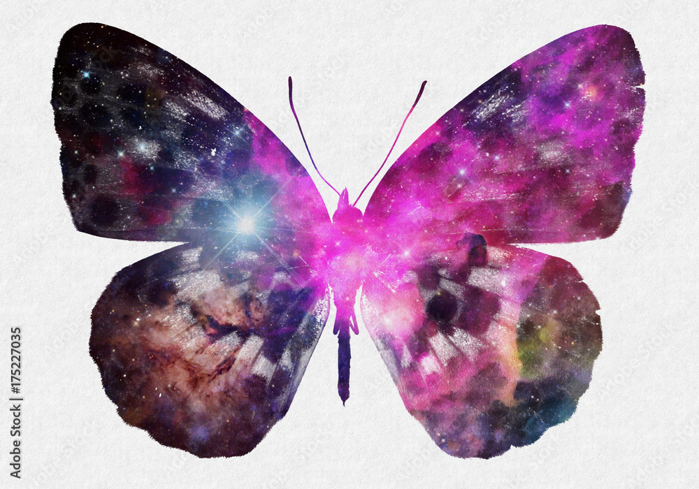 Watercolor Space Butterfly Art, Space Texture, Print Ready, Poster ...