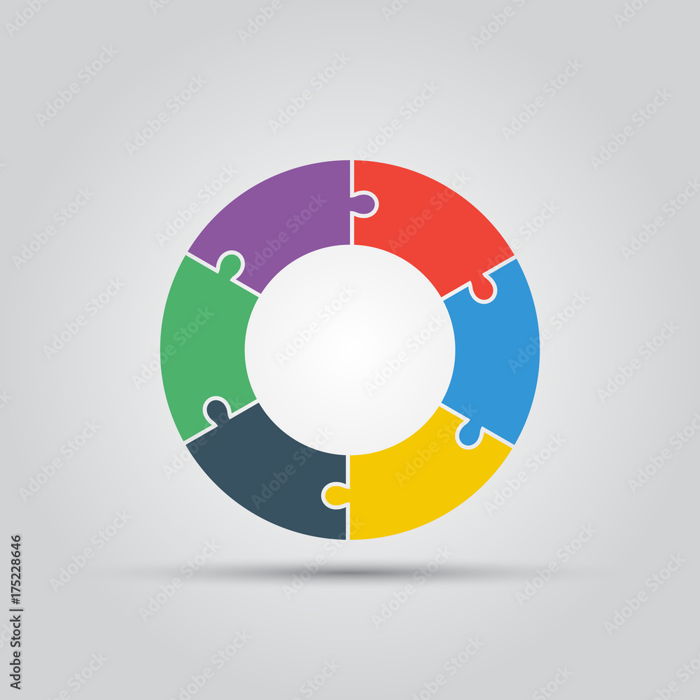 puzzle wheel flat colored vector isolated template for your infographic ...
