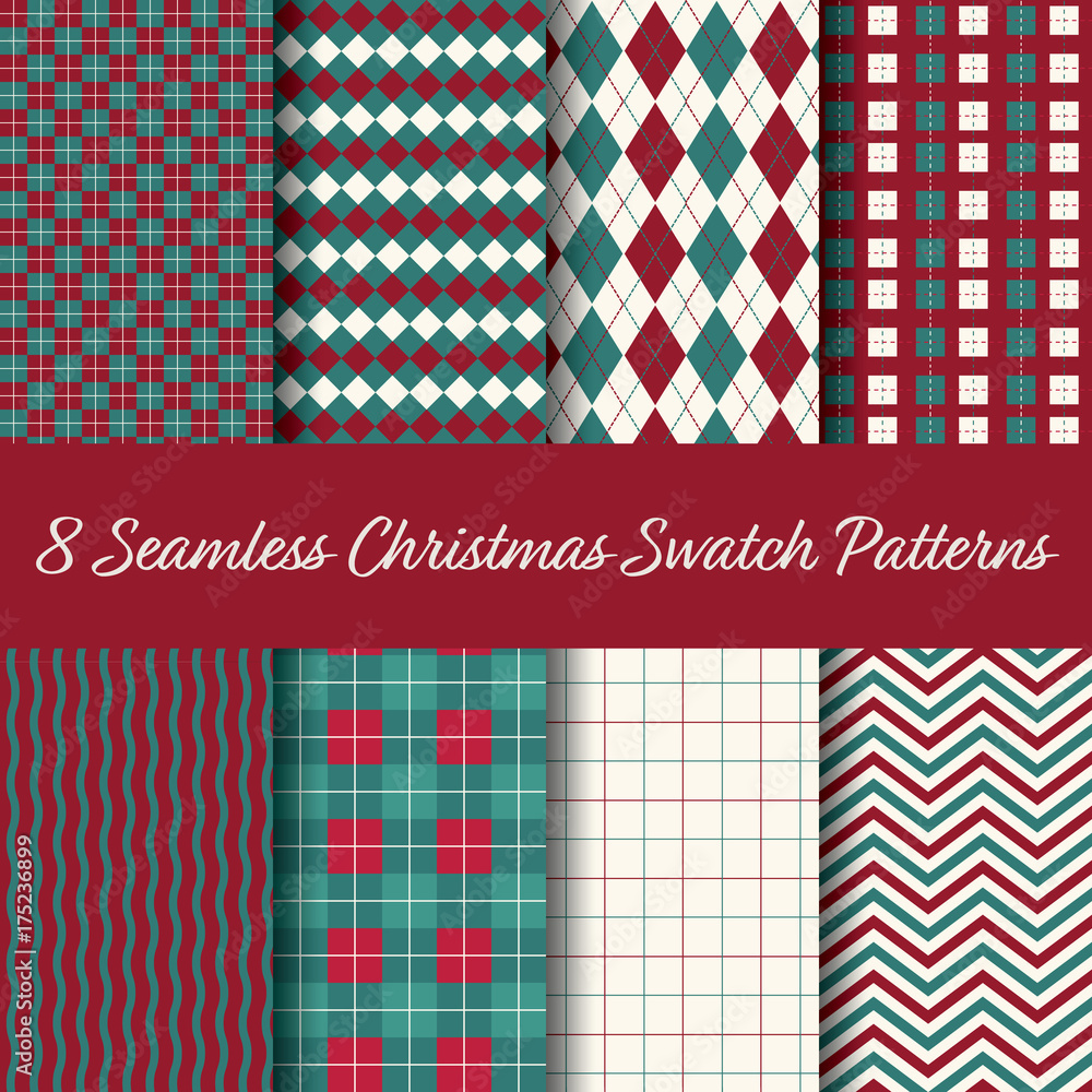 Christmas Seamless Swatch Pattern Vector. Select colour theme and ...