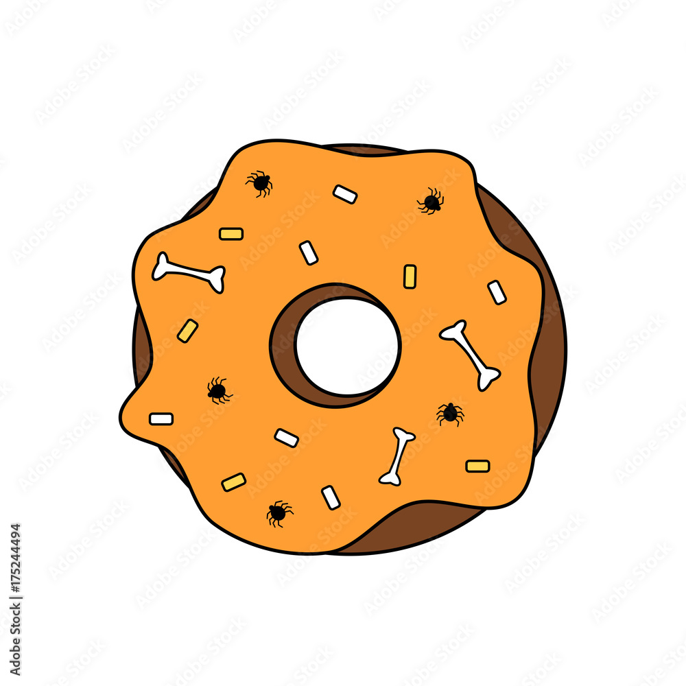 cute cartoon halloween donut vector illustration isolated on white ...