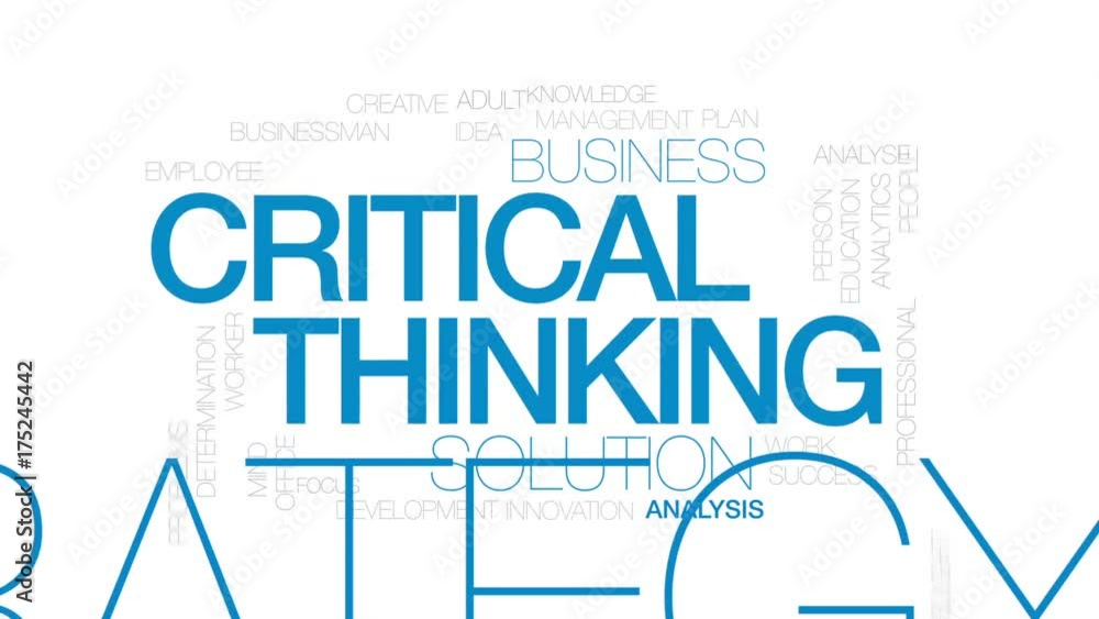 Critical thinking animated word cloud, text design animation. Kinetic ...