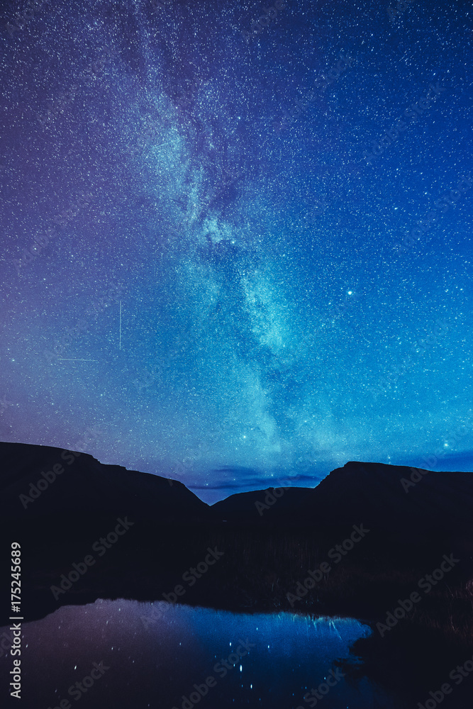 The polar milky way galaxy in Norway Svalbard in Longyearbyen the ...