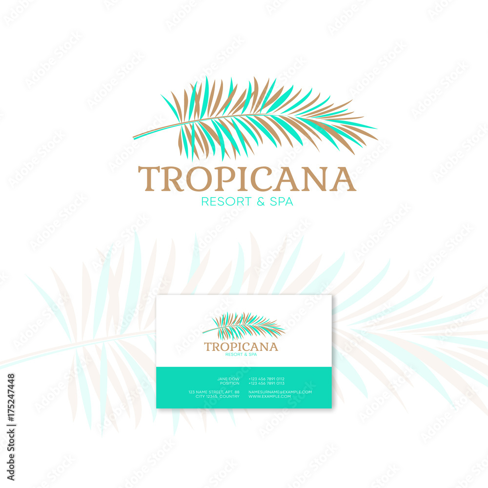 Tropicana logo. Resort and Spa emblem. Tropical cosmetics. Stock Vector ...
