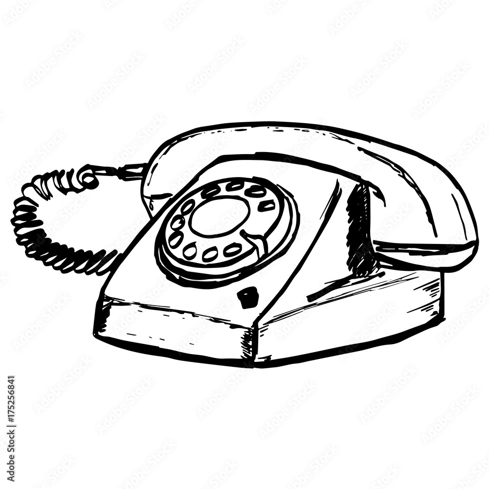 Old phone with rotary disk. Vintage style telephone with handset ...