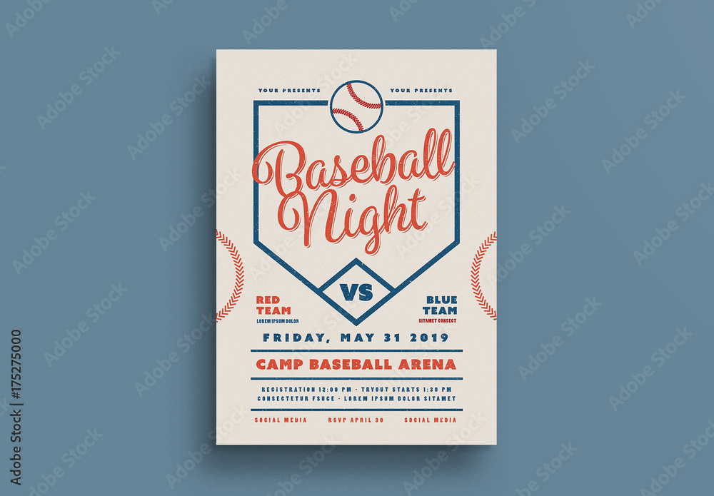Baseball Event Flyer Layout 1 Stock Template | Adobe Stock