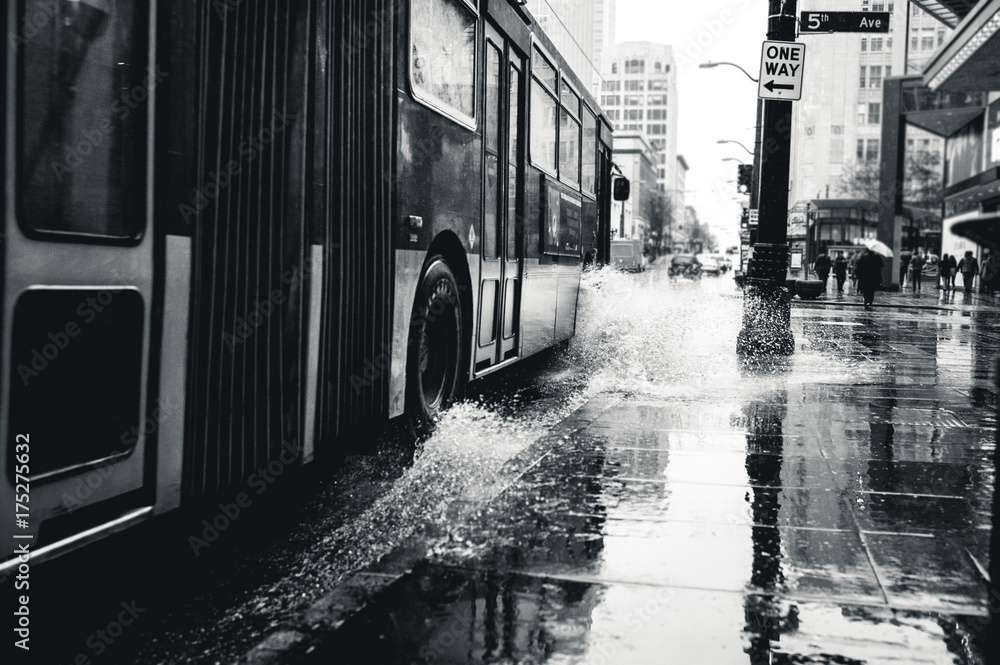 Seattle in the rain Stock Photo | Adobe Stock
