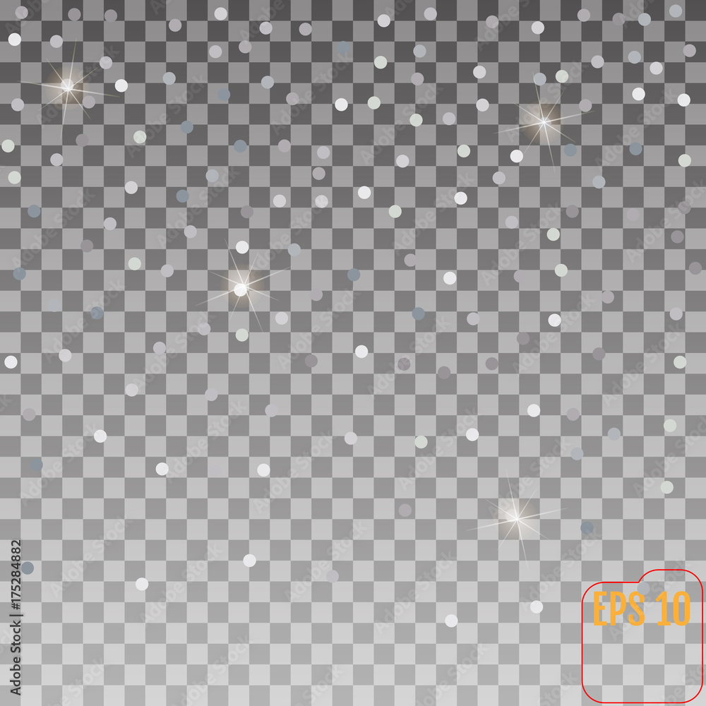 Silver confetti. Vector. Transparent background. Silver glitter texture ...