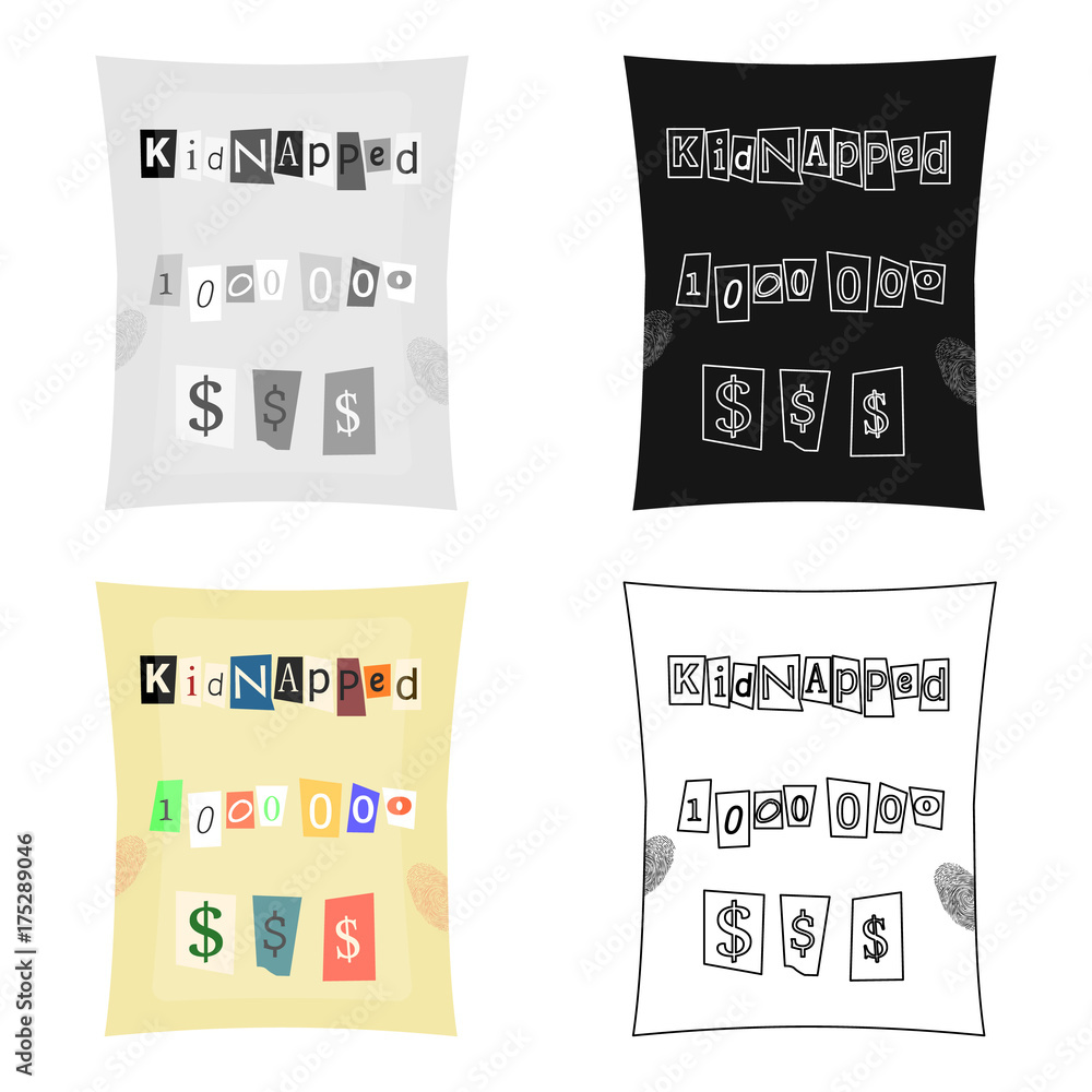 Abduction and ransom, criminal demand on the sheet. Kidnapping. single ...