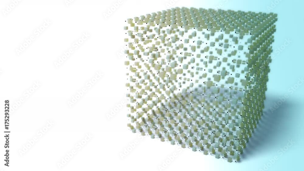 Abstract molecular cube structure with subtle movement. Seamless loop ...
