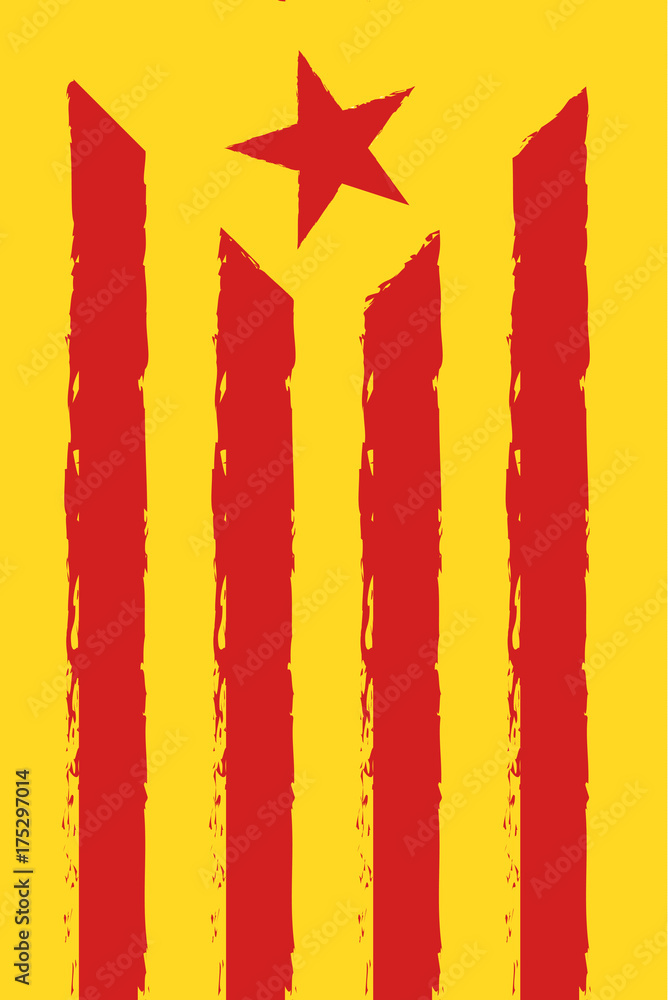 Catalonia red and yellow color stripes banner, brush strokes painted ...