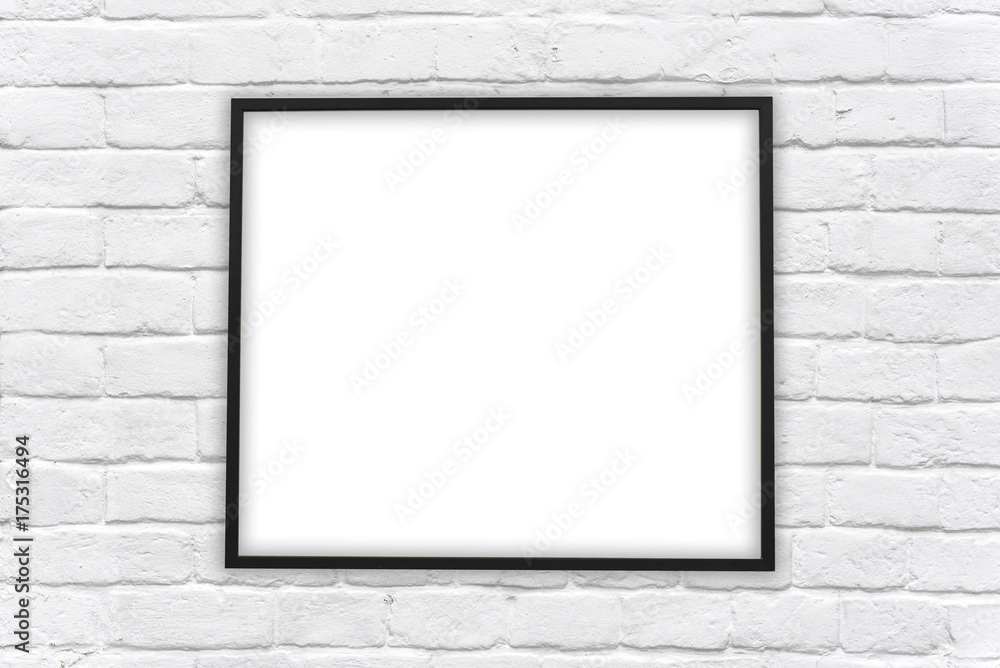Black frame with a white screen on the wall for text or ideas Stock ...